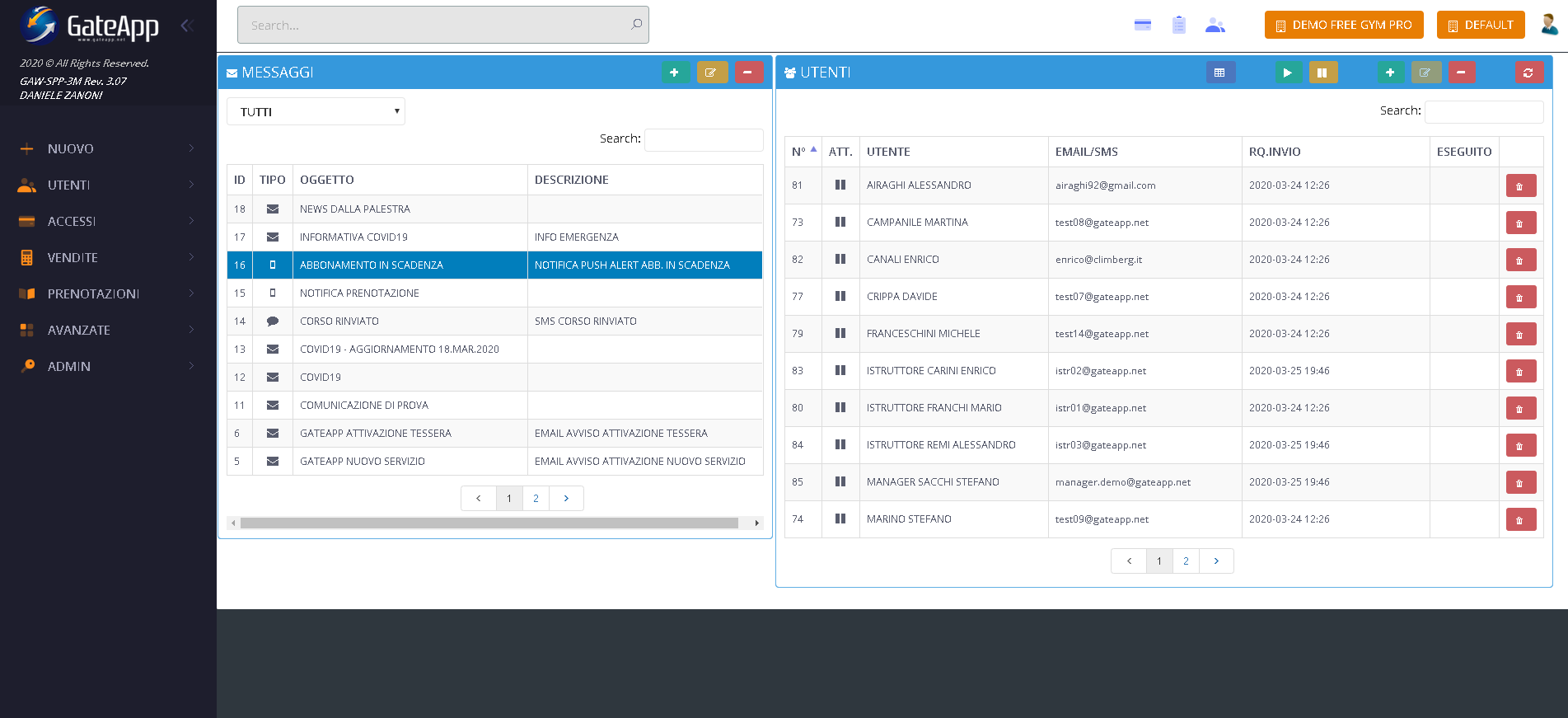 Gestionale GateApp Sport - Controllo Accessi